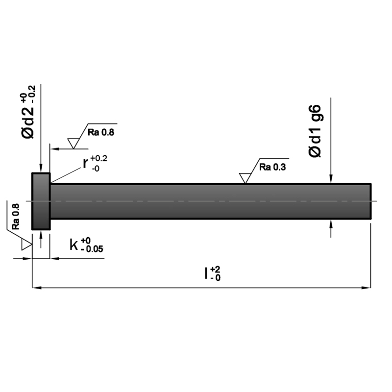 Ejector Pins EP-A-NB , Cylindrical Head, Nitrided DIN 1530A